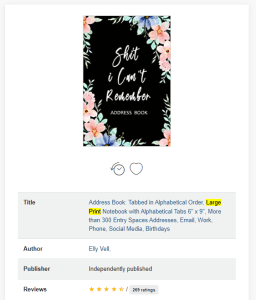 Large print no- and low-content books: how prolific are they and what ...